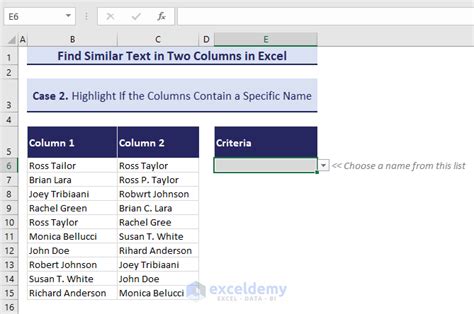 How To Find Similar Text In Two Columns In Excel