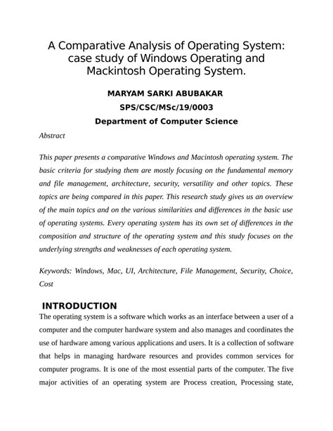 PDF A Comparative Analysis Of Operating System Case Study Of Windows