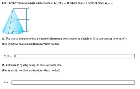 solved let v be the volume of a right circular cone of