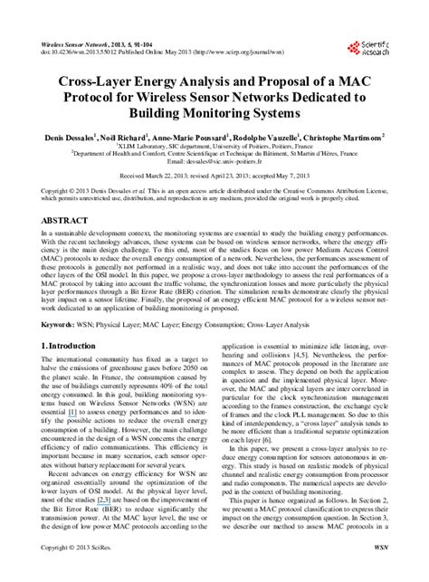 pdf cross layer energy analysis and proposal of a mac protocol for wireless sensor networks