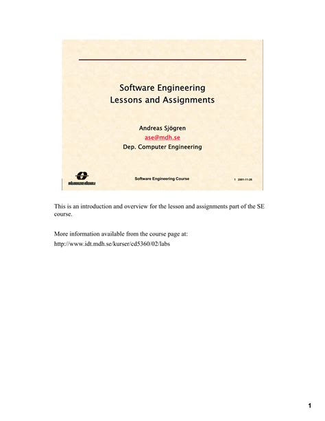 software engineering lessons and assignments