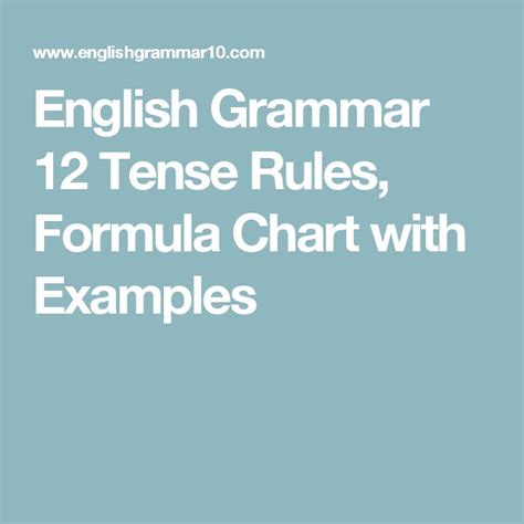 English Grammar 12 Tense Rules Formula Chart With Examples Tenses