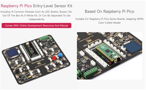 waveshare entry level sensor kit compatible with raspberry pi pico including pico