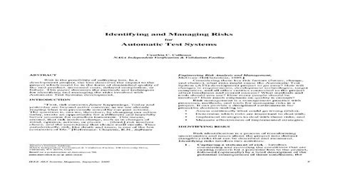 identifying and managing risks for automatic test systems [pdf document]