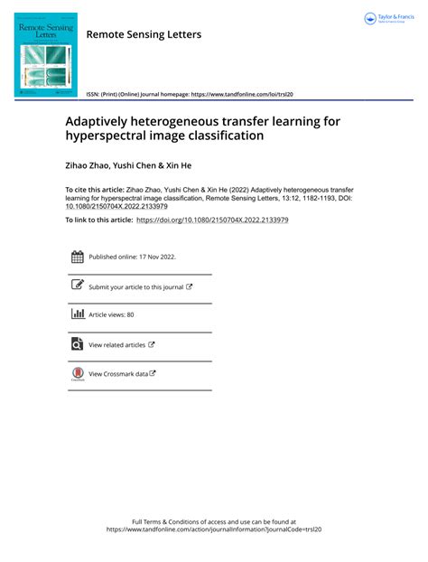 pdf adaptively heterogeneous transfer learning for hyperspectral image classification