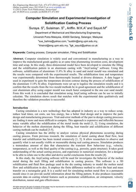 pdf computer simulation and experimental investigation of solidification casting process
