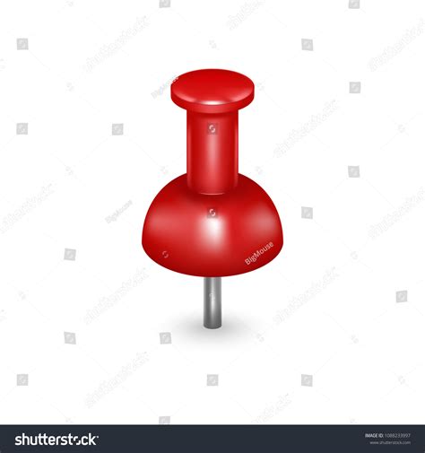 Realistic Detailed 3d Glossy Red Push Stock Vector Royalty Free
