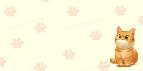 黄色可爱手绘卡通风小猫爪印背景背景图片素材免费下载 熊猫办公