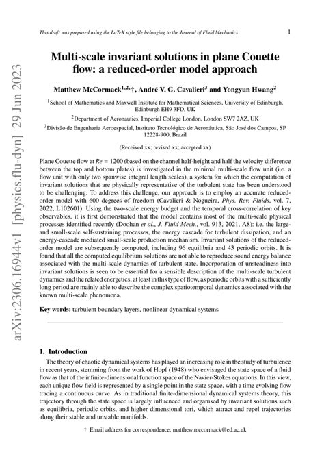 pdf multi scale invariant solutions in plane couette flow a reduced order model approach