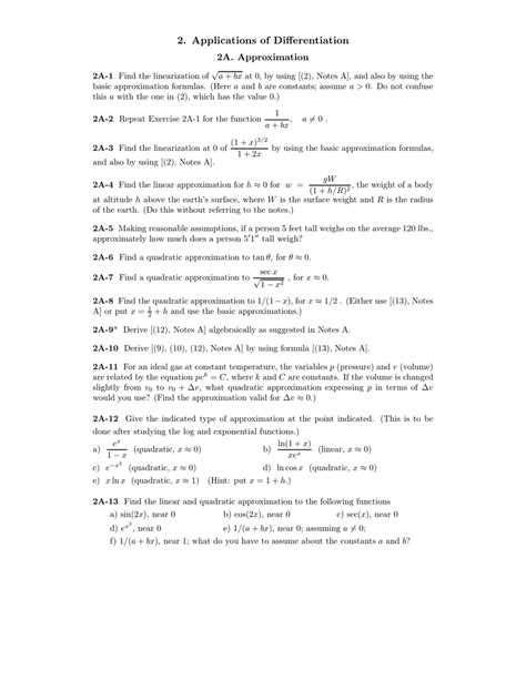 2 applications of differentiation 2a approximation