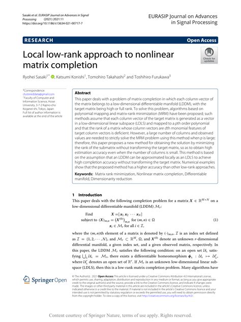 pdf local low rank approach to nonlinear matrix completion