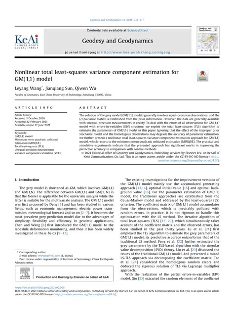 pdf nonlinear total least squares variance component estimation for gm 1 1 model