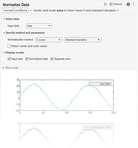 center and scale data in the live editor matlab mathworks united kingdom