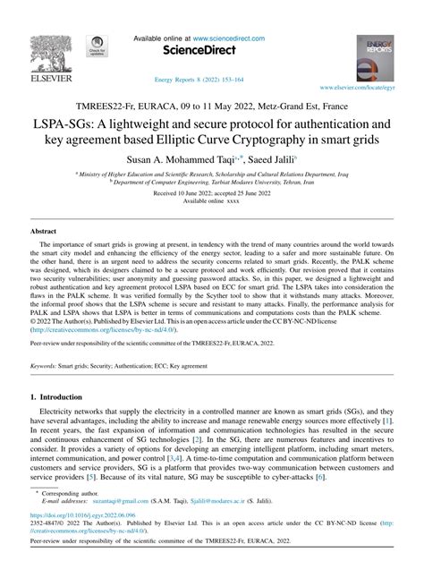 pdf lspa sgs a lightweight and secure protocol for authentication and key agreement based