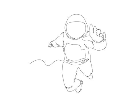 Premium Vector Continuous One Line Drawing Of Astronaut One Line Of