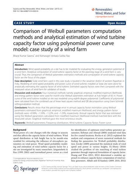 pdf comparison of weibull parameters computation methods and analytical estimation of wind