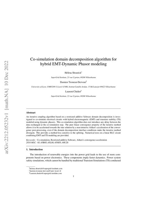 co simulation domain decomposition algorithm for hybrid emt dynamic phasor modeling deepai