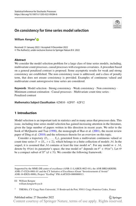 on consistency for time series model selection request pdf