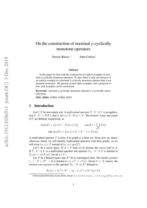 pdf on the construction of maximal p cyclically monotone operators