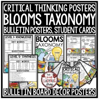 Blooms Taxonomy Posters Questions Chart Higher Order Thinking Skills