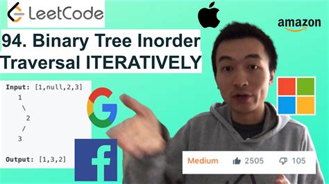 leetcode 94 binary tree inorder traversal iteratively interview prep ep 75 youtube