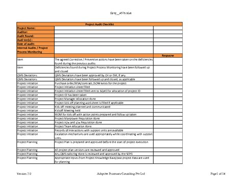 Excel Template Project Audit Checklist Excel Template XLSX Flevy