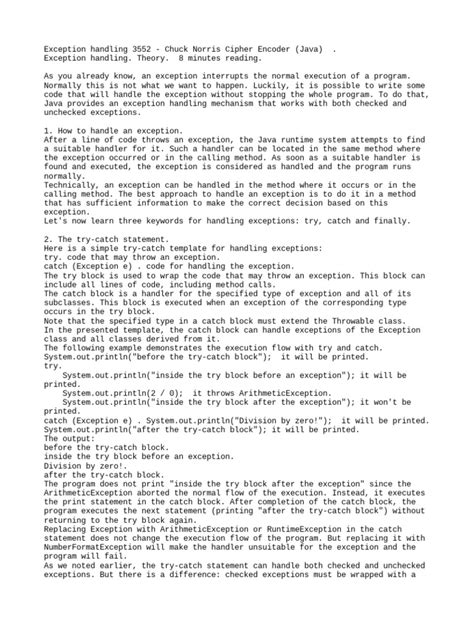 exception handling 3552 chuck norris cipher encoder java pdf object oriented programming