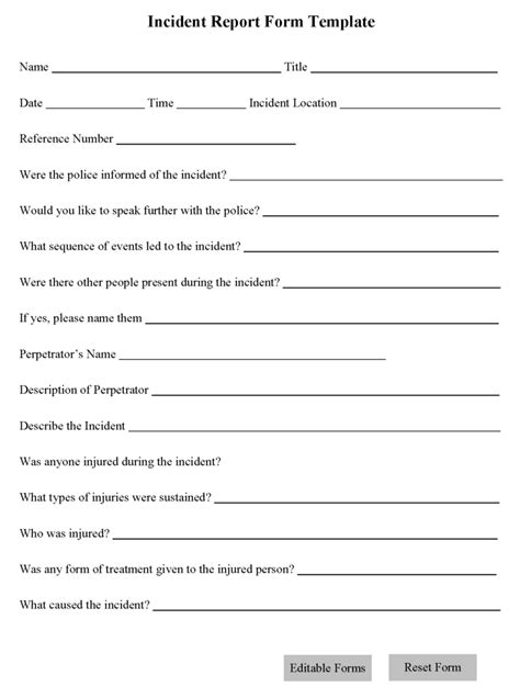 Incident Report Form Template Editable Forms Regarding Customer