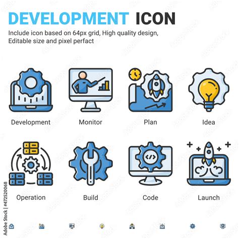vector devops icons set with outline color style isolated on white background icon it operation