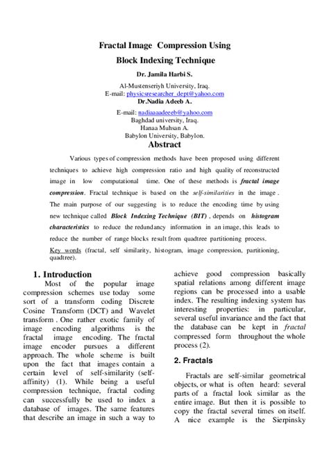 pdf fractal image compression using block indexing technique jamila harbi