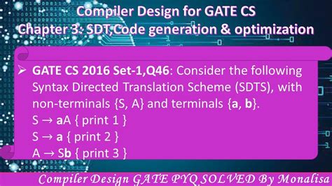 gate cs 2016 set 1 q46 consider the following syntax directed translation scheme sdts with