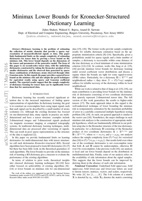 minimax lower bounds for kronecker structured dictionary learning deepai
