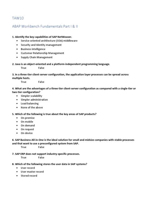 taw10 abap workbench fundamentals part i and ii download free pdf database index method
