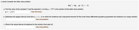 solved point consider the initial value problem 2ty 8y y 1 2 find the value of the