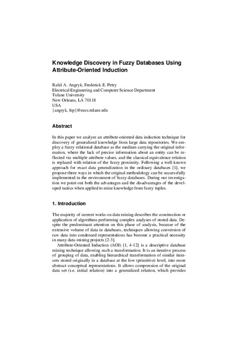 pdf knowledge discovery in fuzzy databases using attribute oriented induction frederick