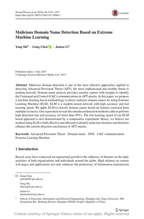 malicious domain name detection based on extreme machine learning request pdf