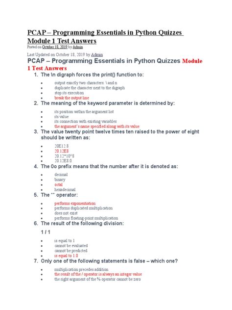 pcap programming essentials in python quizzes test answers pdf parameter computer