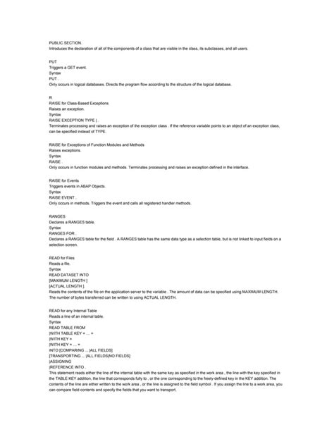 Complete List Of All Sap Abap Keywords PDF