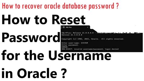 How To Recover Oracle Database Password How To Reset User Password In