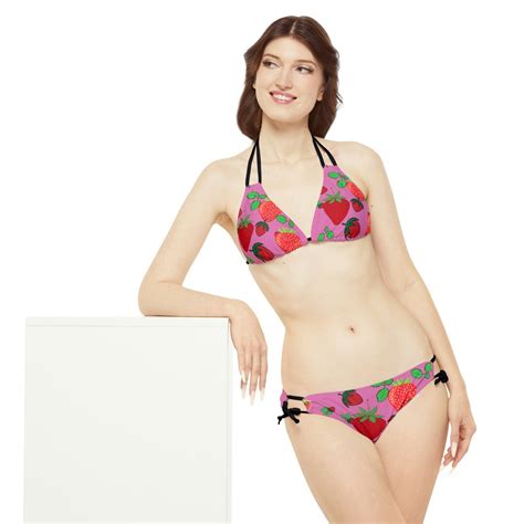 Pink Bikini Strawberries Bathing Suit Strawberries Cute Bikini Set