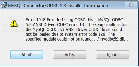 MySQL Error 1918 Installing ODBC Driver Quick Fix