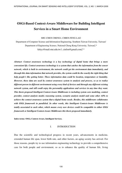 pdf osgi based context aware middleware for building intelligent services in a smart home