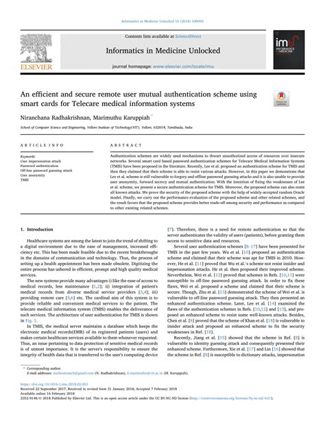 pdf an efficient and secure remote user mutual authentication scheme using smart cards for