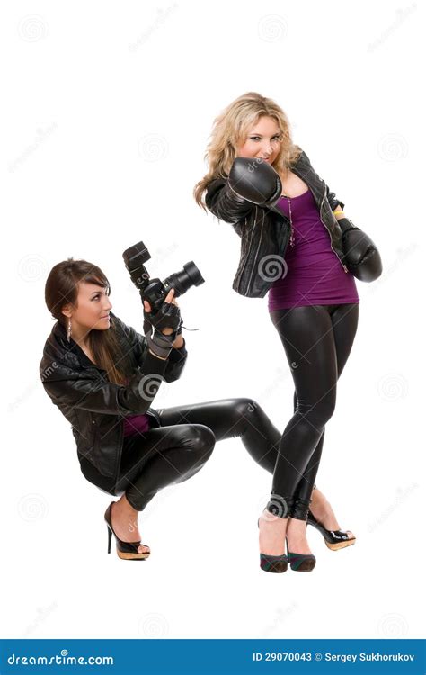 Ravishing Women With The Camera Stock Image Image Of Female Leather 29070043