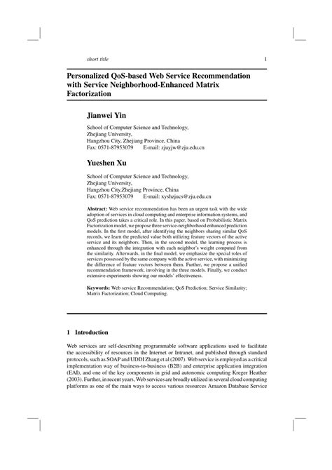 pdf personalised qos based web service recommendation with service neighbourhood enhanced