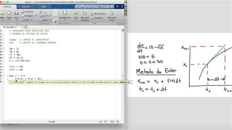 método de euler usando matlab youtube