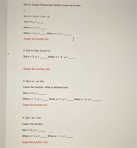 [solved] ws 3 graph polynomial function graph the function 1 f x x 4 course hero