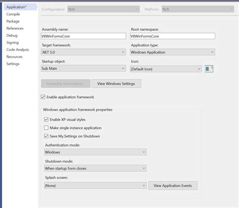 re create vb winforms application property page 4 · issue 7236 · dotnet project system · github