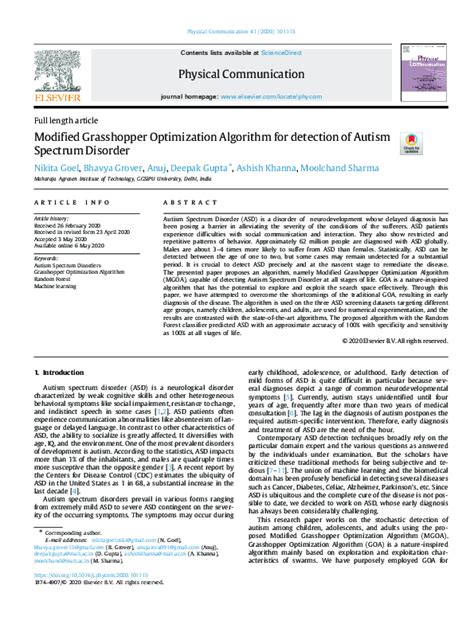 pdf modified grasshopper optimization algorithm for detection of autism spectrum disorder