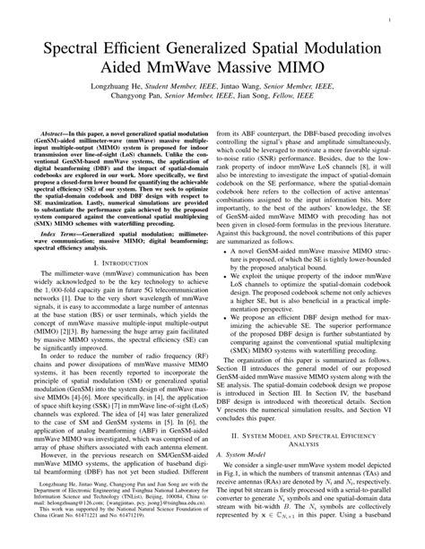 pdf spectral efficient generalized spatial modulation aided mmwave massive mimo